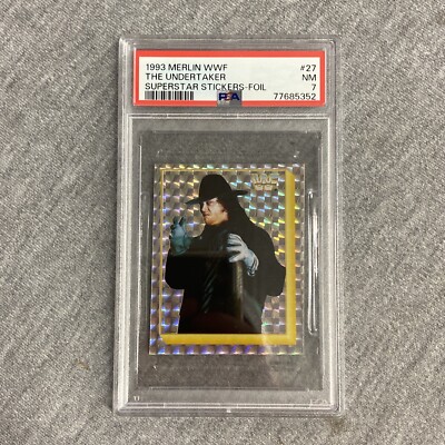1993 Merlin WWF #27 The Undertaker Superstar Stickers Foil PSA 7 NM | eBay