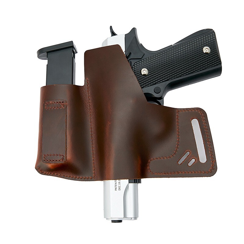 Leather OWB Gun Holster for Concealed Carry Right Hand Pistol Waist ...