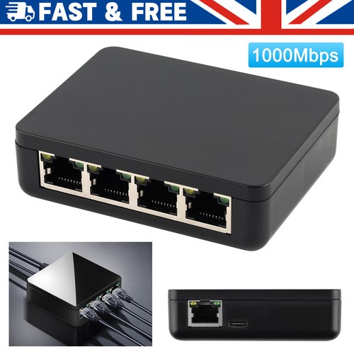 4 Port 1000Mbps Ethernet Network Switch Hub RJ45 LAN Network Internet ...
