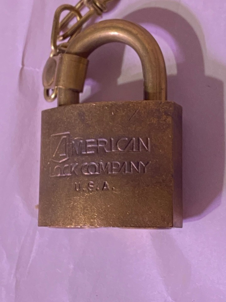VINTAGE AMERICAN LOCK COMPANY U.S. MILITARY ALL BRASS PADLOCK WITH ...