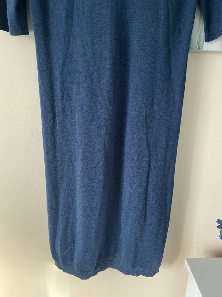 Poetry Blue 65% Linen Dress Half Sleeves Size 10 Round Neckline | eBay UK