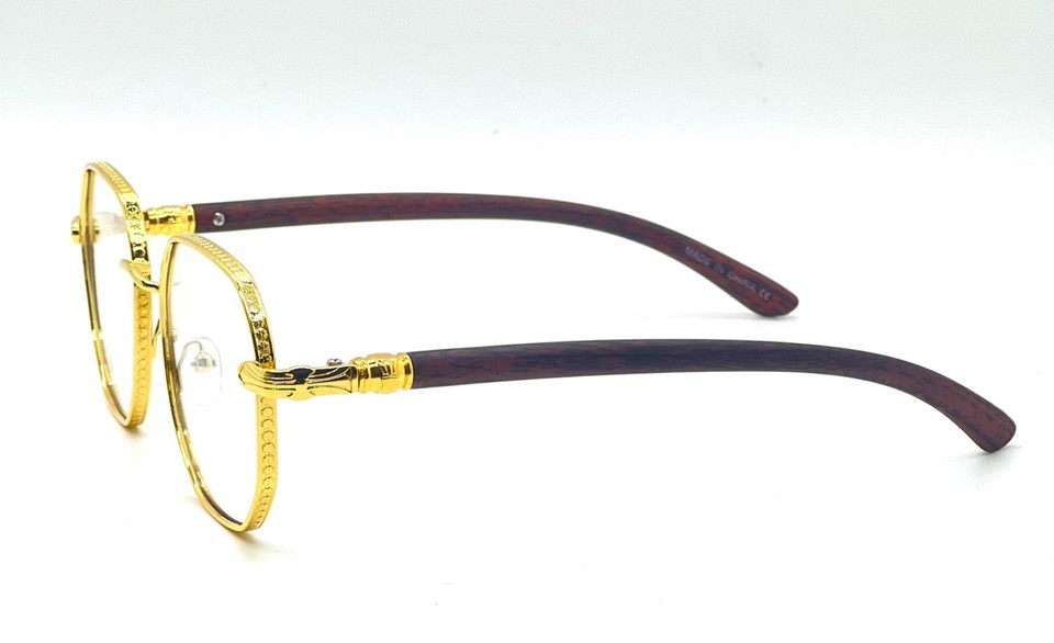 Men RETRO HIP HOP RAPPER Gold Silver Clear Black Brown Lens EYE GLASSES ...
