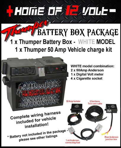 Thumper Extreme BATTERY BOX & 50 Amp charging system 4 x Marine Grade ...