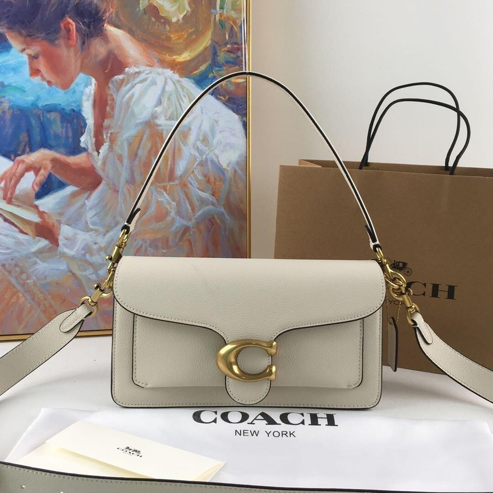 COACH CH857 Tabby 26 Shoulder Bag White Leather Crossbody Outlet New | eBay
