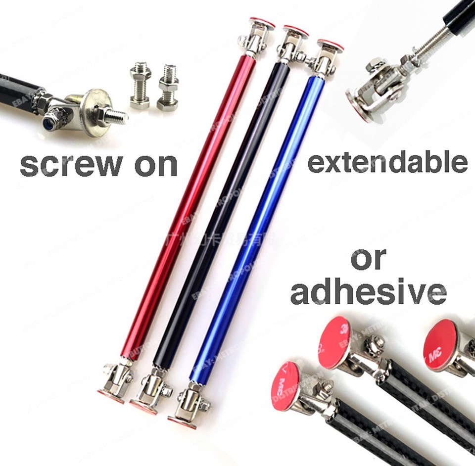 BLUE ADJUSTABLE 20-30cm BUMPER UNIVERSAL SPOILER SPLITTER STRUT SUPPORT ...