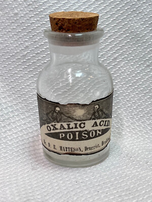 EMPTY Prop Acid Poison Apothecary Glass Bottle Halloween Decor Skeleton ...