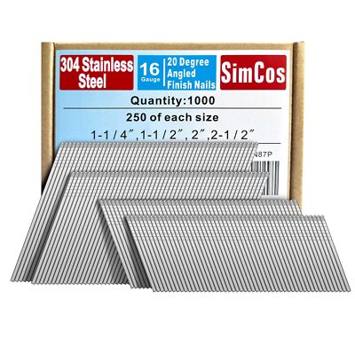 16 Gauge Angled Finish Nails 304 Stainless Steel1-1/4" 1-1/2" 2" 2-1/2 ...