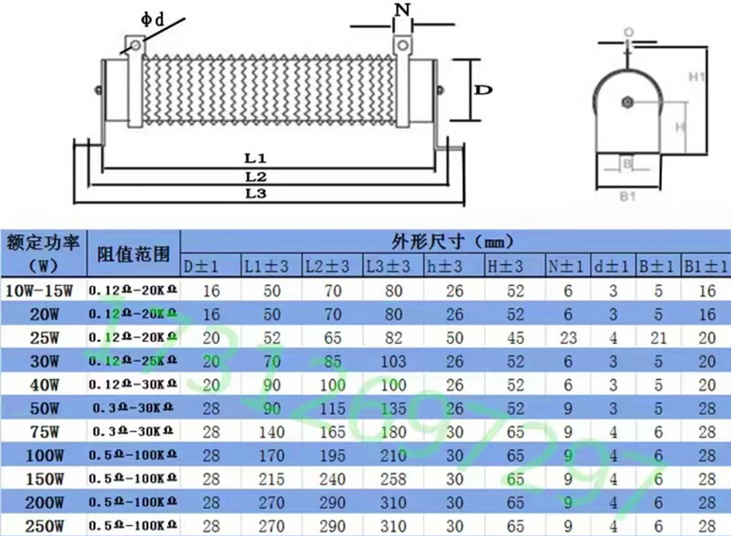 1Pc 10W 20W30W 50W 200W Wire Wound Adjustable Variable Resistor Ceramic ...