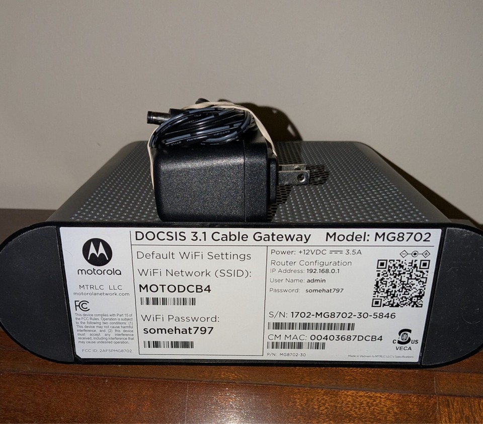 Motorola MG8702 DOCSIS 3.1 Cable Modem + AC3200 Wi-Fi Router. | eBay