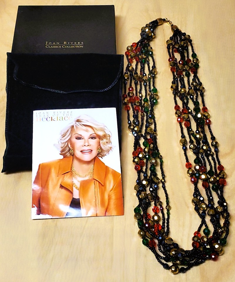NEW IN BOX Joan Rivers Necklace Black Red Green Gold Glass Beads ...