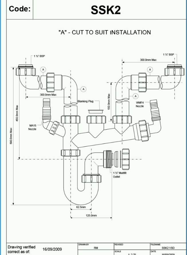 McAlpine 1 1/2in Double Bowl Space Saver Plumbing Kit - SSK2 ...
