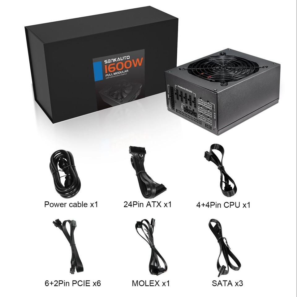 1600w Mining Power Supply Fully Modular PSU for ATX PC Case & Mining ...