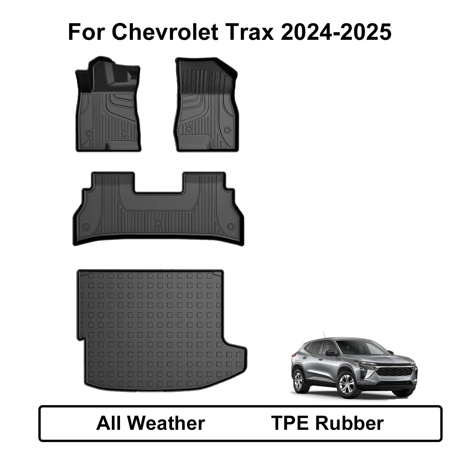 Car Floor Mats + Trunk Mat Cargo Liner For 2024-2025 Chevrolet Trax All ...