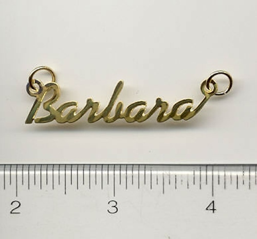 14KT GOLD PLATED "BARBARA" PERSONALIZED NAMEPLATE WORD CHARM | eBay