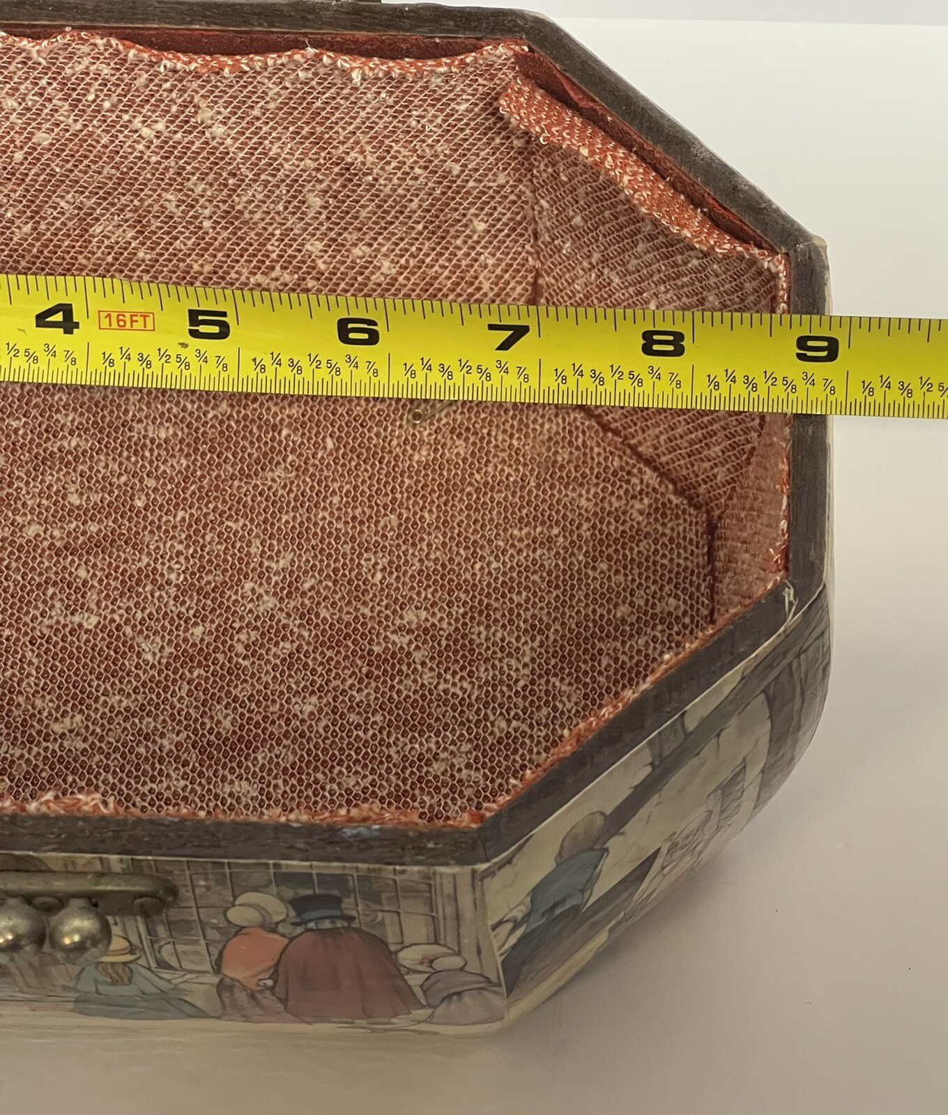 Vintage 50s Wood Box Bag Americana Colonial Historical Scenes Paul ...