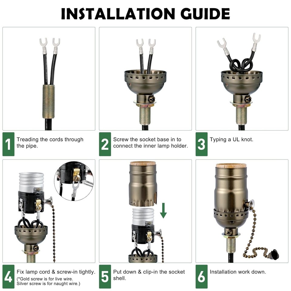 Pull Chain Light Socket Replacement,E26 Standard Screw Lamp Socket,Bulb ...