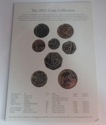 2022 Definitive 8 Coin 2022 BUnc UK Coin Annual Pack Inc £2 Britannia ...