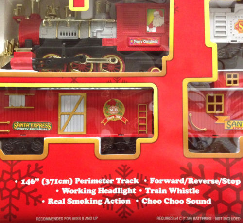 Christmas Tree-SANTA’s JUMBO EXPRESS SMOKING TRAIN SET-Choo-Choo Sounds ...