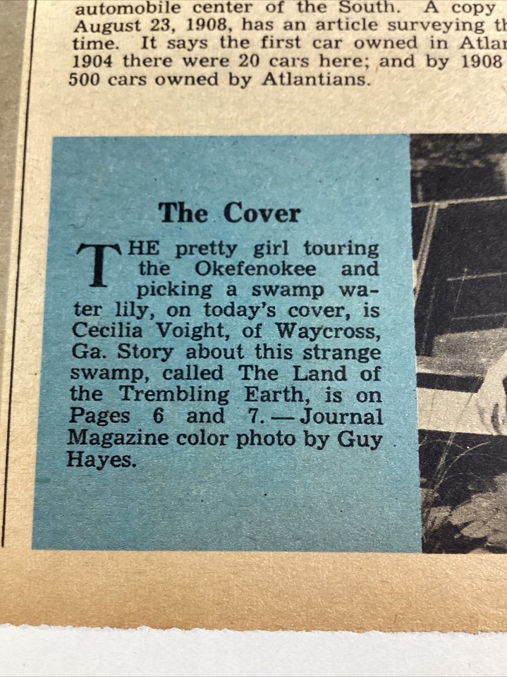 Okefenokee Swamp Girl Waycross GA Print Ad 1949 ATL AJC Cecilia Voight ...