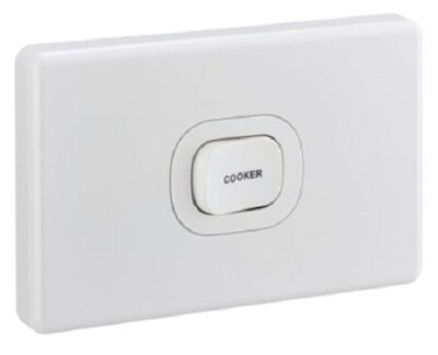 Clipsal COOKER SWITCH 250V 45A 1-Gang 1-Pole Horizontal, Marked WHITE ...