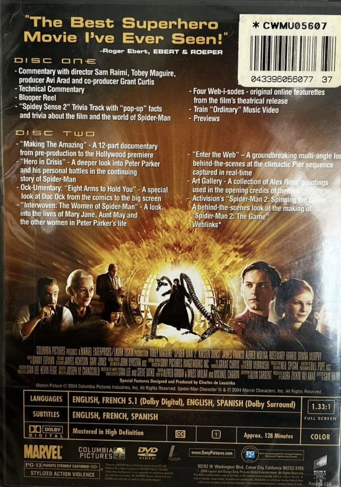 Spider-Man 2 (DVD, 2004, 2-Disc Set, Special Edition, Fullscreen ...