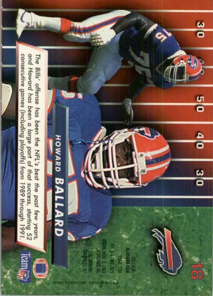 1992 Ultra NFL Howard Ballard #18 | eBay