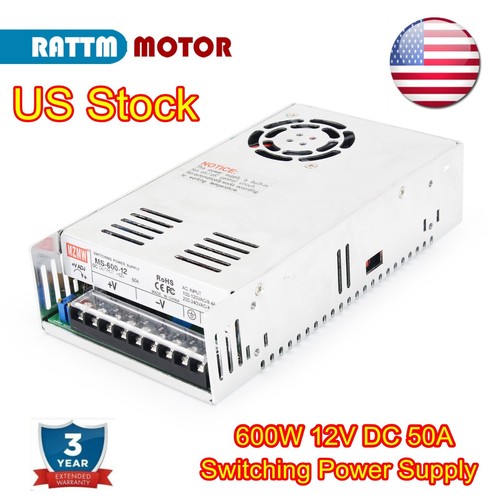 『USA』12V 50A 600W DC Switching Power Supply Adapter PSU for LED Light ...