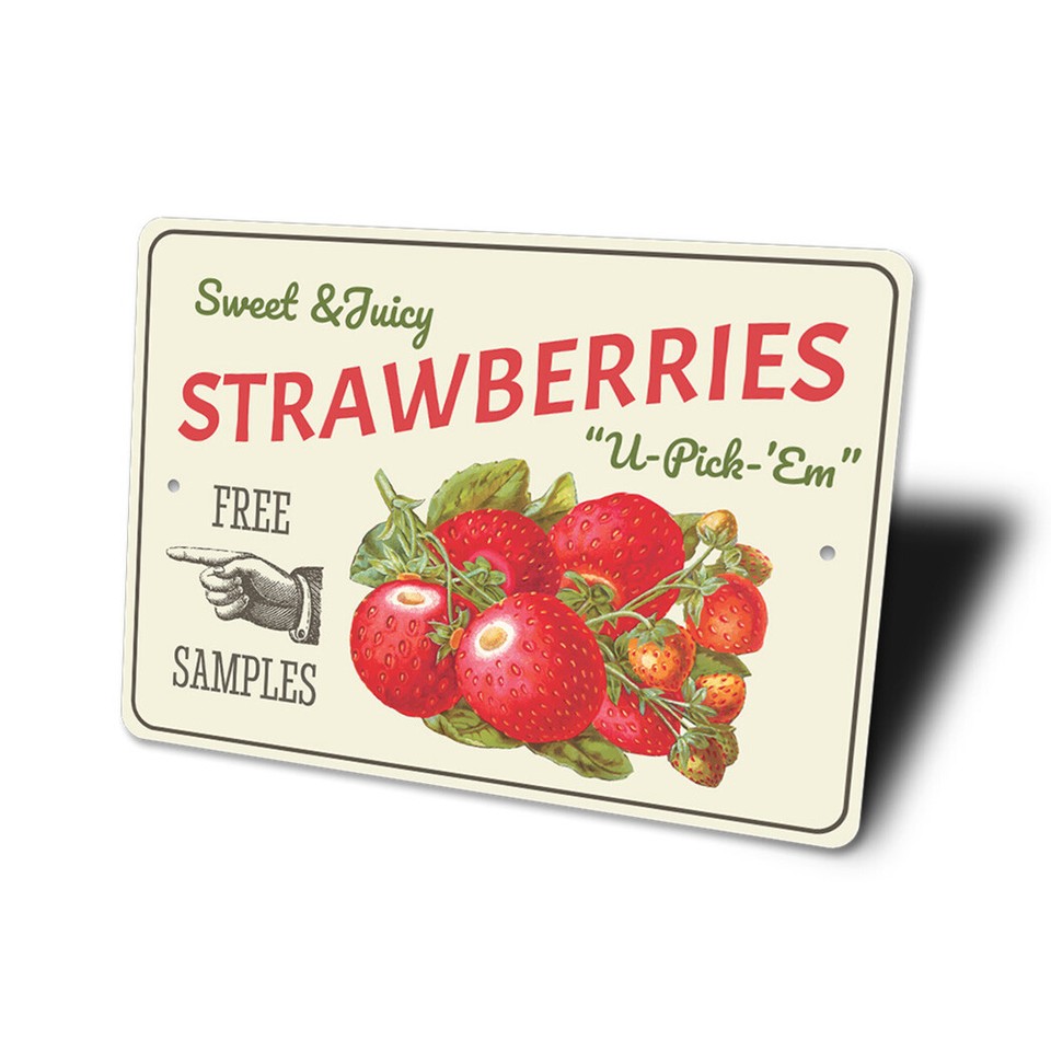 Strawberries Sign, Berry Kitchen, Strawberry Farm Metal Wall Aluminum ...