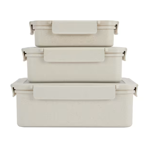 3 Piece Rectangle Wheat Straw Container Store Reheat Freeze Food ...