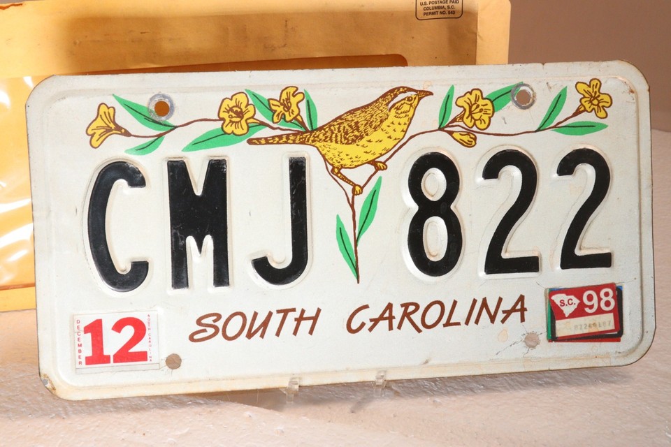 1991-1998 3 Letter 3 Digit South Carolina Wren State Bird License Plate ...