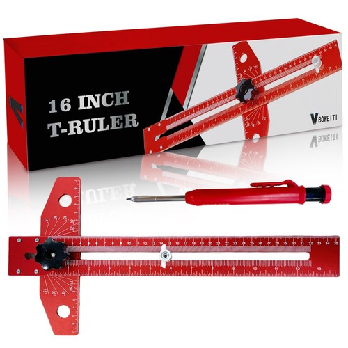 Woodworking Scriber Marking Line Ruler T Type Woodworking Ruler 16 inch ...