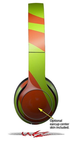 Skin Wrap for Beats Solo Wireless 2 3 4 Two Tone Waves Green Orange ...
