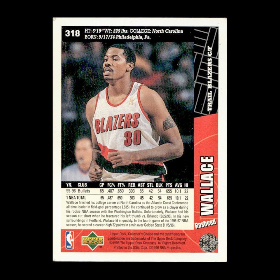 Rasheed Wallace 1996-97 Upper Deck Portland Trail Blazers #318 R331C 90 | eBay