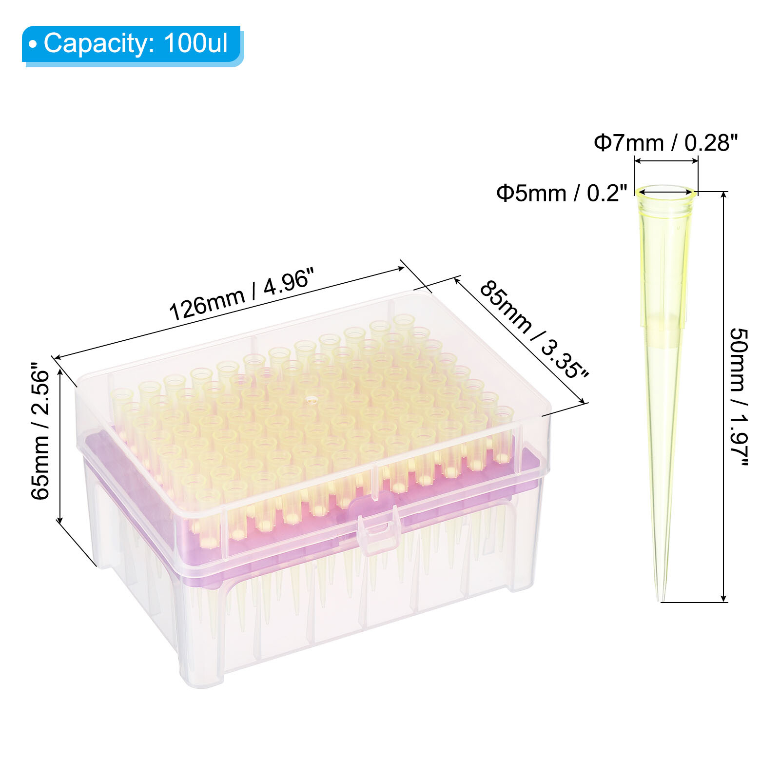 100ul PE Filtering Pipette Tips, 2 Sets 96 Tips/Rack(Purple), Yellow | eBay