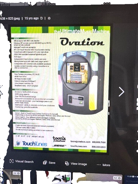 Touchtunes Jukebox Ovation | eBay