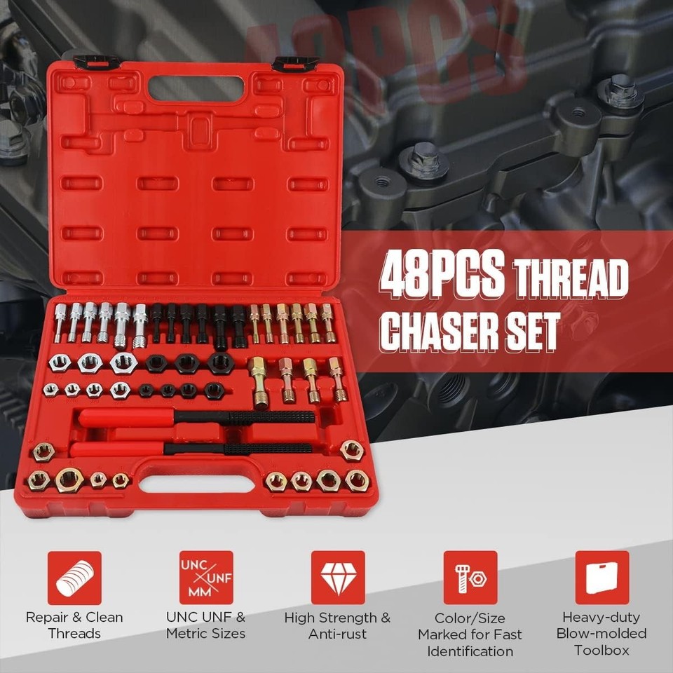 Thread Chaser Set 48PCS Repair Tool Kit UNC/UNF/Metric Chaser... | eBay