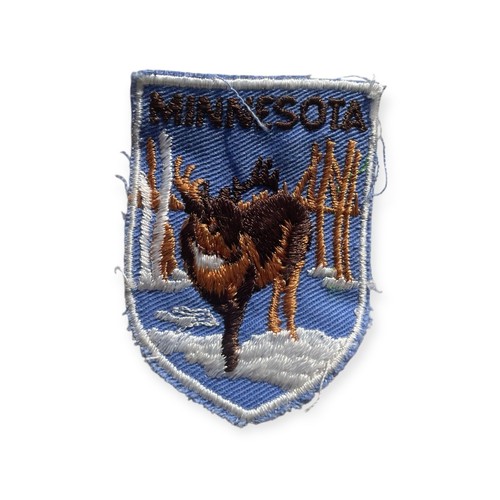 VTG Minnesota Patch Buck Deer Winter Scene Forest Embroidered Badge 2. ...