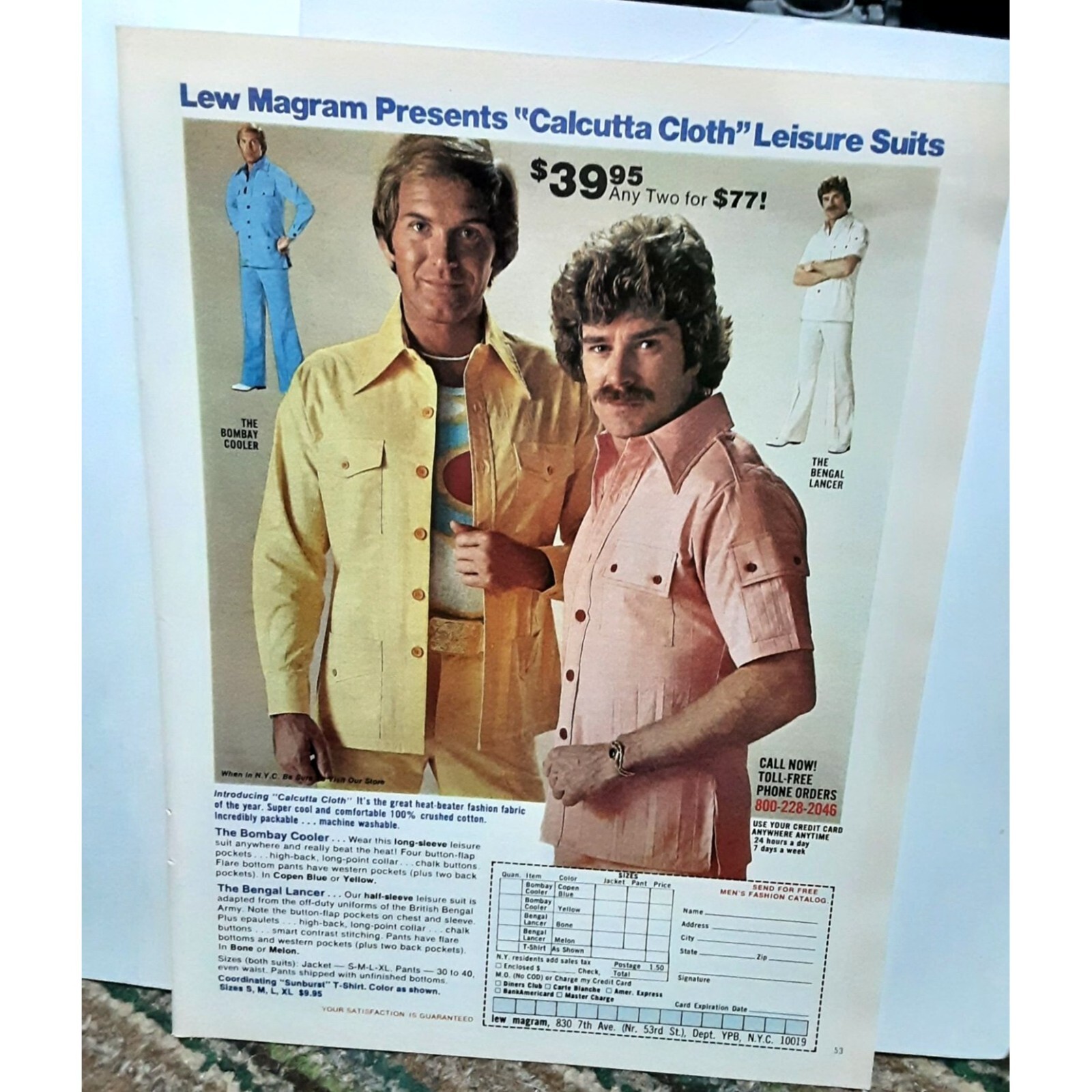 1976 Lew Magram Calcutta Cloth Leisure Suits Vintage Print Ad 70s ...