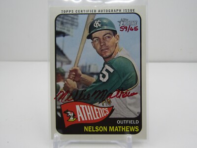 NELSON MATHEWS 2014 TOPPS HERITAGE REAL ONE RED INK AUTOGRAPH AUTO #59/ ...