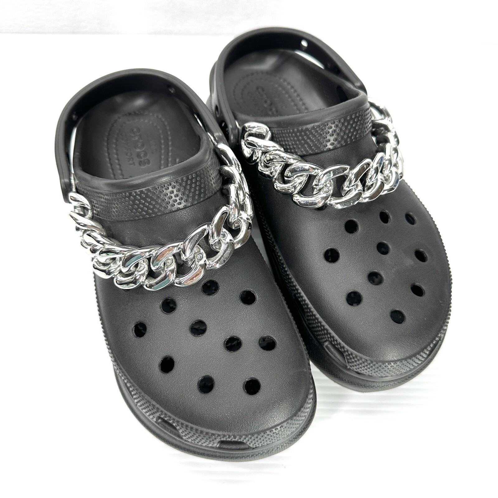 Crocs Womens Bae Chain Clogs Classic Platform Black S… - Gem