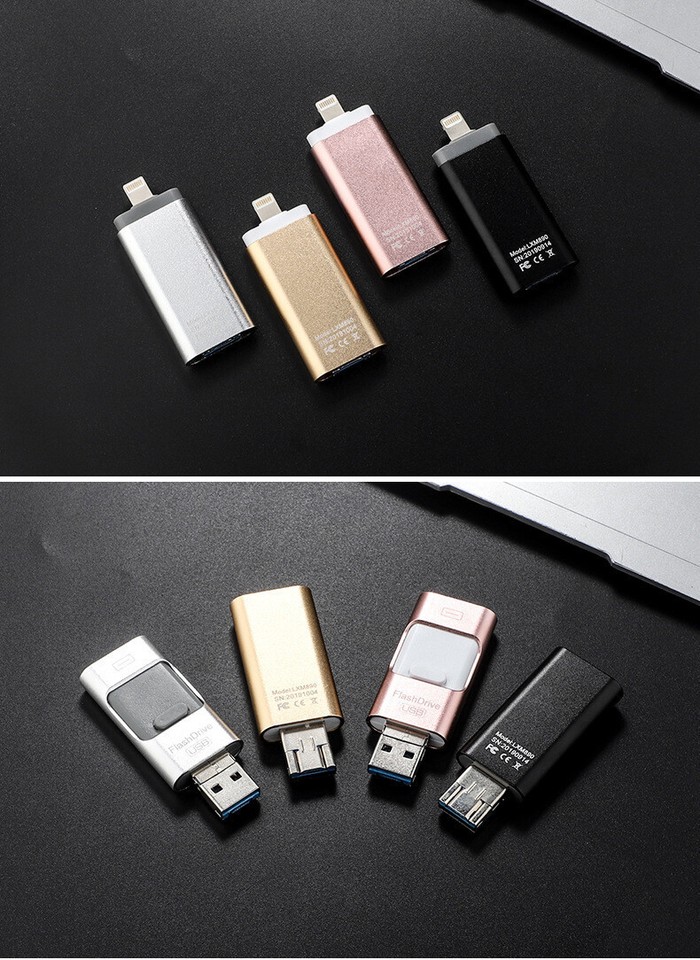 3in1 USB2.0 Flash Drive 256GB External Photo Storage Memory Stick For ...