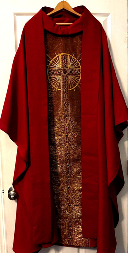 STUNNING RARE CATHOLIC PRIESTS RED & GOLD JEWELED CHASUBLE & STOLE | eBay