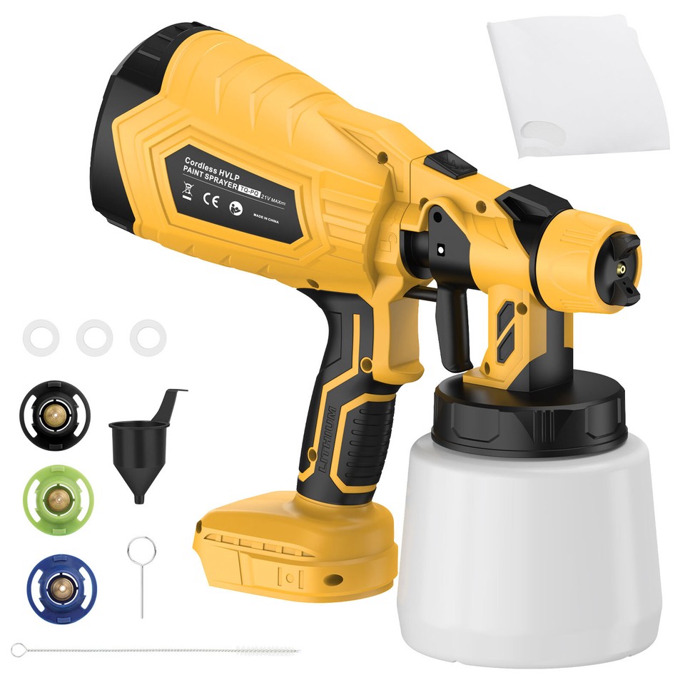 High Pressure Cordless Paint Sprayer Electric Airless HVLP Spray Gun +2 ...