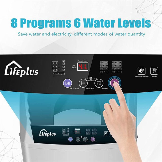 LifePlus T663 Full Automatic Portable Washing Machine 1.8 Cu.ft, 12 lbs ...
