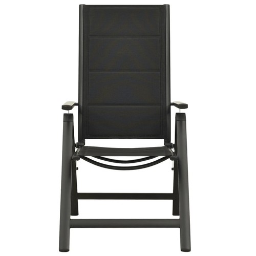 2x Folding Garden Chairs Textilene and Aluminium Black Patio Seat ...