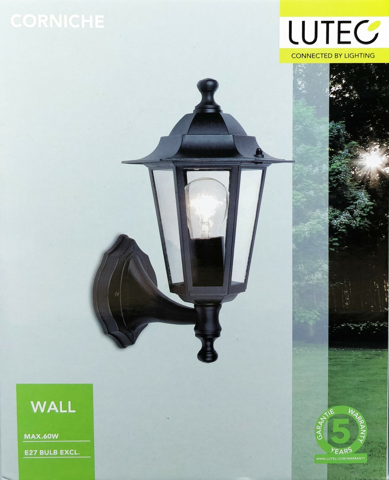 Lutec Large Outdoor Coach Light Wall Mount Clear Glass Black Vintage ...