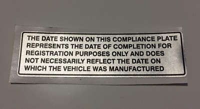 Compliance Plate Sticker To Suit Valiant, Chrysler, Sigma | eBay Australia