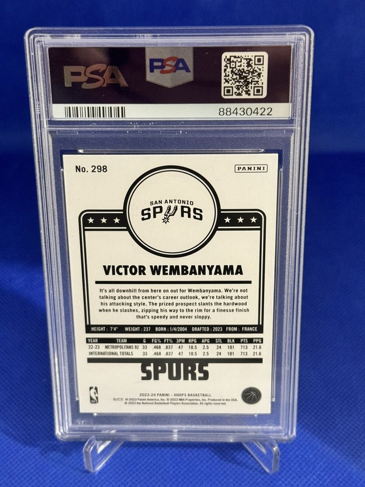 2023 Victor Wembanyama ROOKIE NBA Hoops #298 PSA 10 PERFECT/RARE WEMBY ...