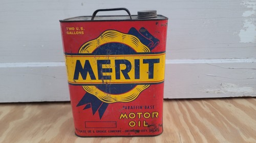 Vintage Antique Merit 2 Gallon Motor Oil Can Oklahoma City Cato Company ...