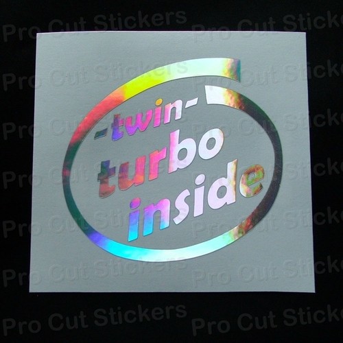 Twin Turbo Inside Silver Hologram Neo Mirror Chrome Car Window Stickers ...